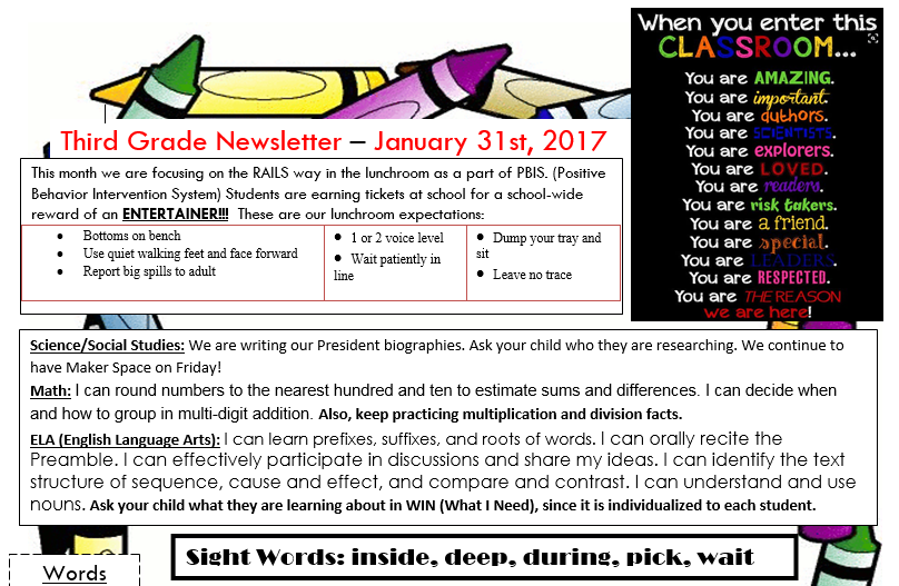 Mrs. Smith's classroom blog: January 31 - February 3