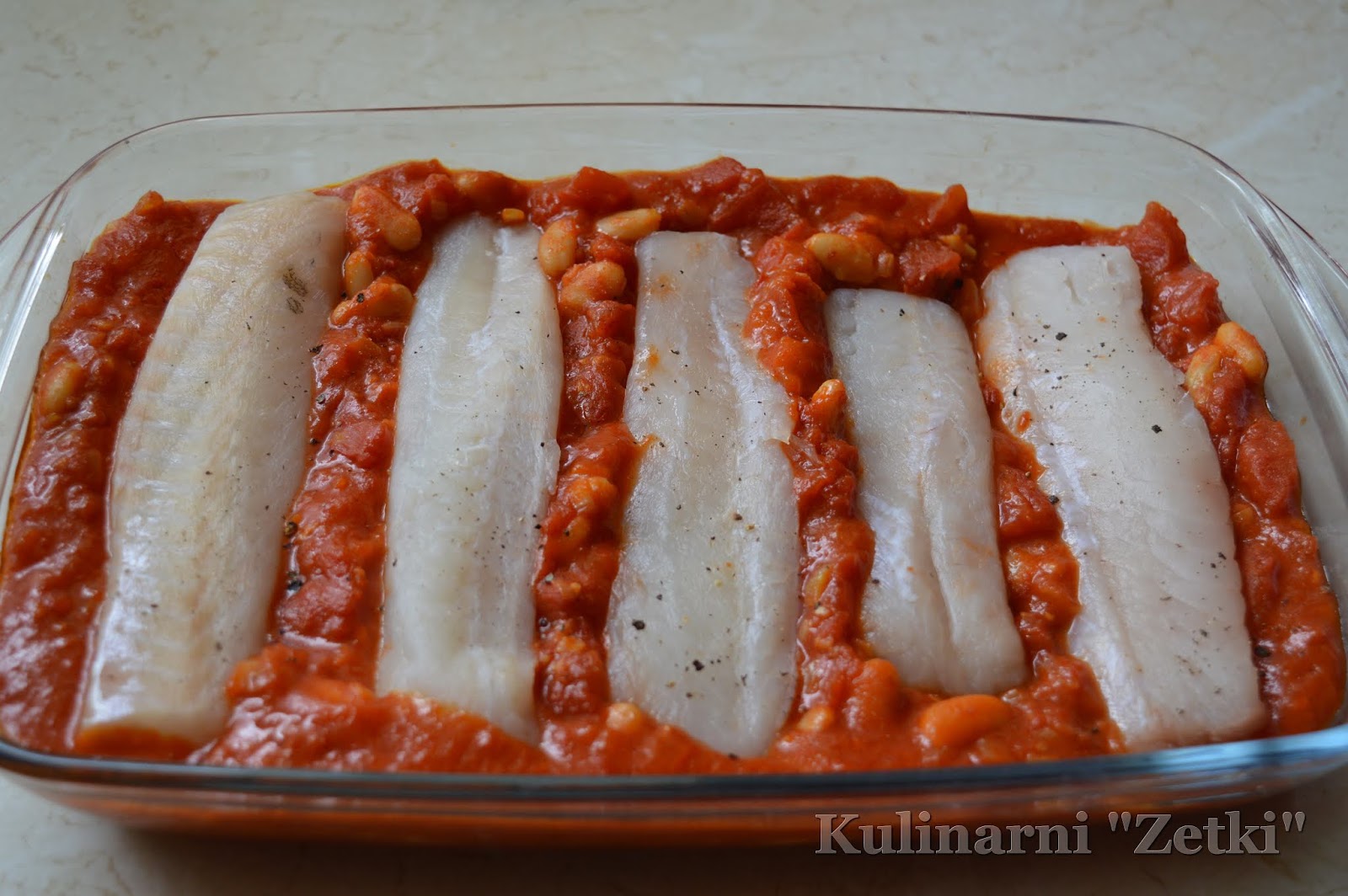 Polędwiczki z mintaja w pomidorach