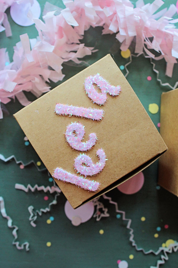 Icing Designs: DIY glittered sticker treat boxes