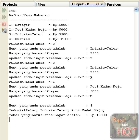Basi-tapi-HOT !!!!: JAVA : Membuat Program Menu Restoran