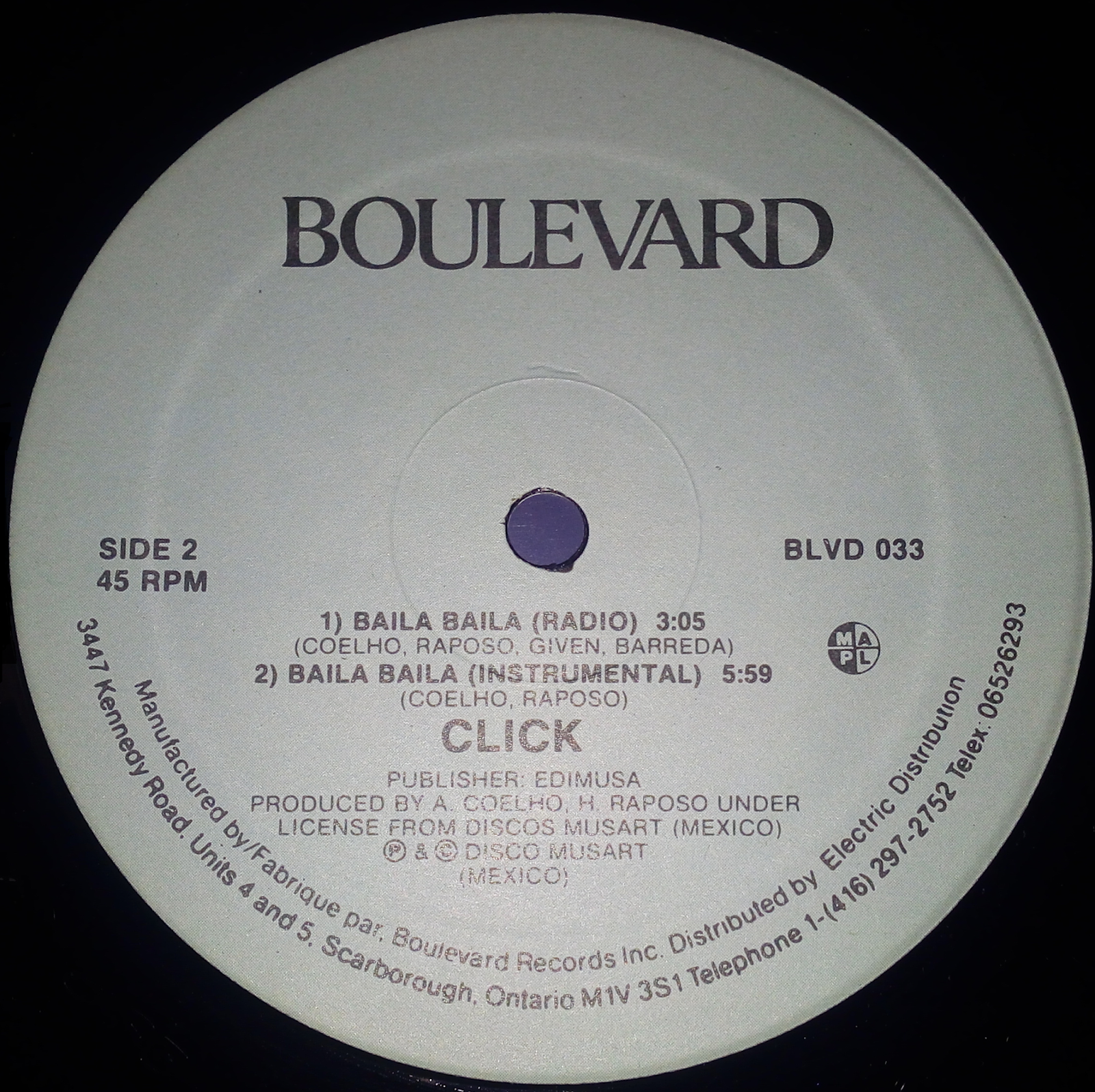 Retro Disco 80s: Click ‎– Duri Duri (Baila Baila) . Vinyl, 12,45 RPM ...