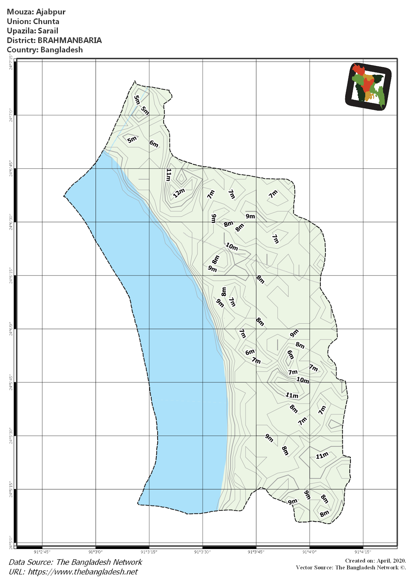 Map of Ajabpur Mouza, Sarail, Brahmanbaria