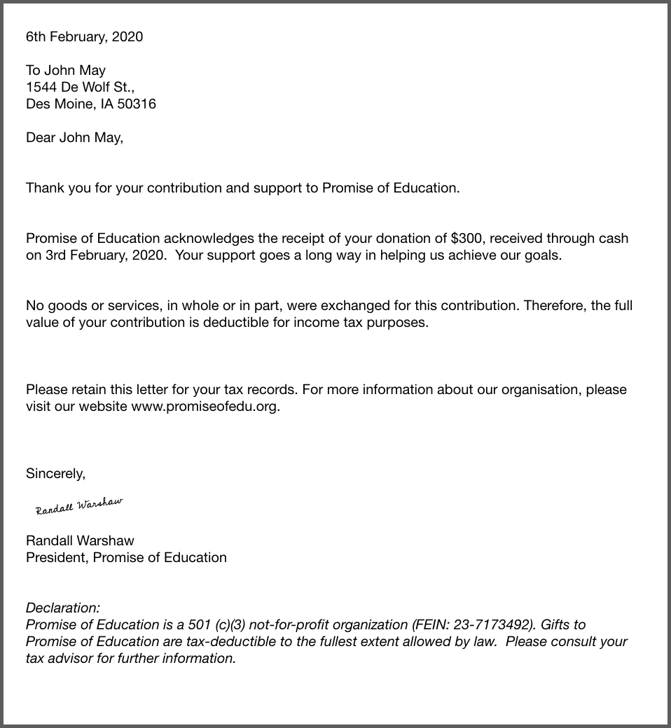 Donor Acknowledgement Letter Template Resume Letter donor-acknowledgement-letter-template-resume-letter