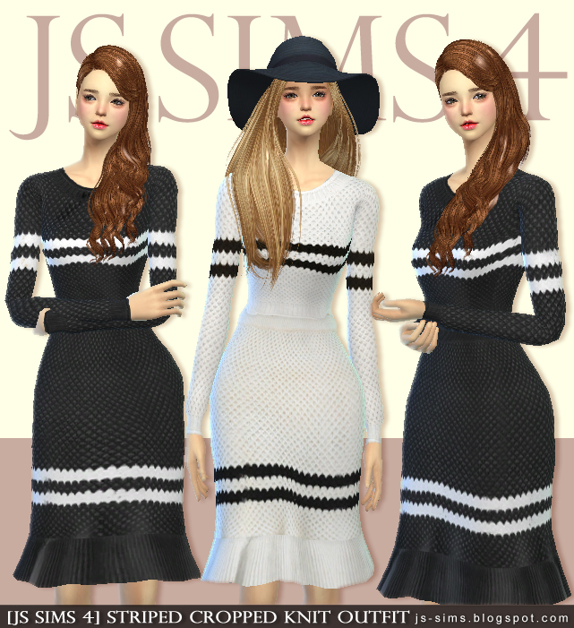 [JS SIMS 4] Striped Cropped Knit Outfit－JS SIMS｜痞客邦