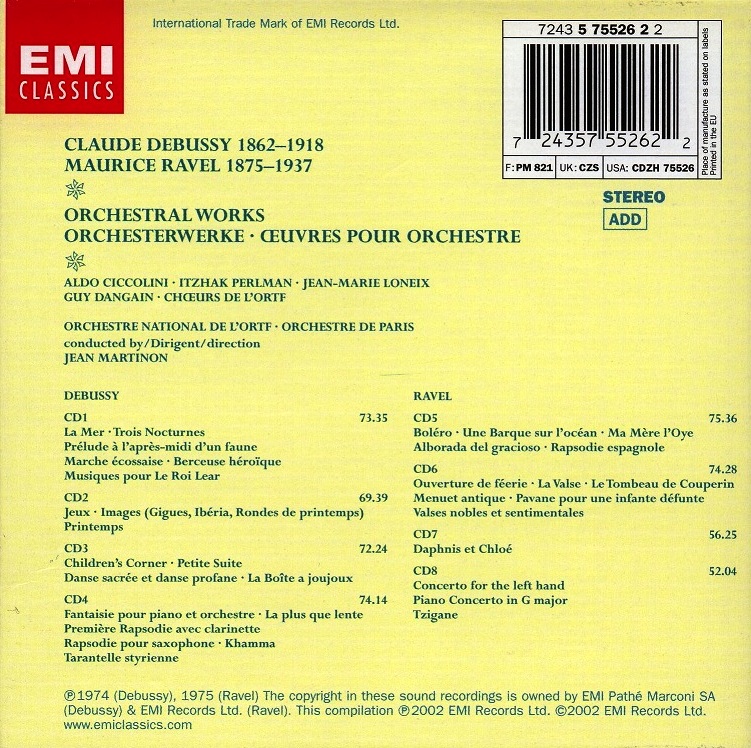Música clásica: Debussy, Ravel - Martinon - Obras orquestales