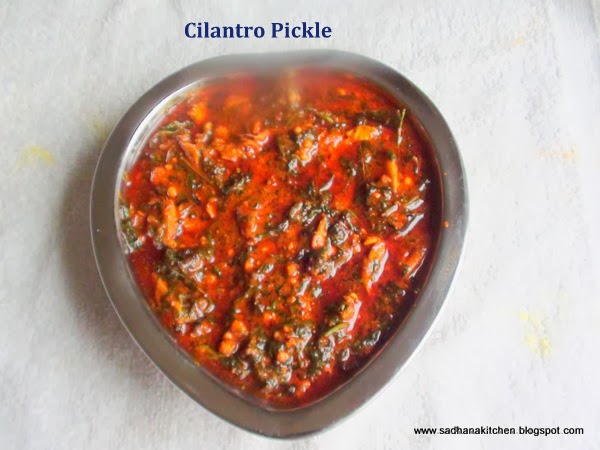 Madappalli - Temple's Kitchen: 436: Cilantro Pickle/Coriander Leaves Pickle