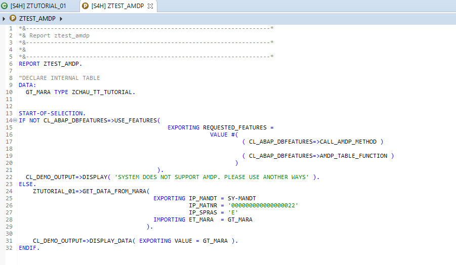 Sap Abap Central First Program With Amdp Method