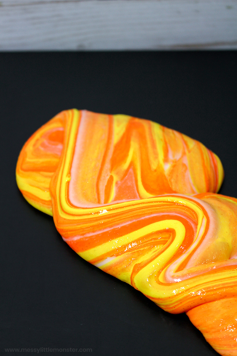 How to make candy corn slime - Messy Little Monster