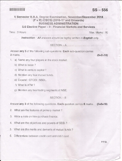 Bangalore University B.B.A. Business Administration 5.6 : Elective ...