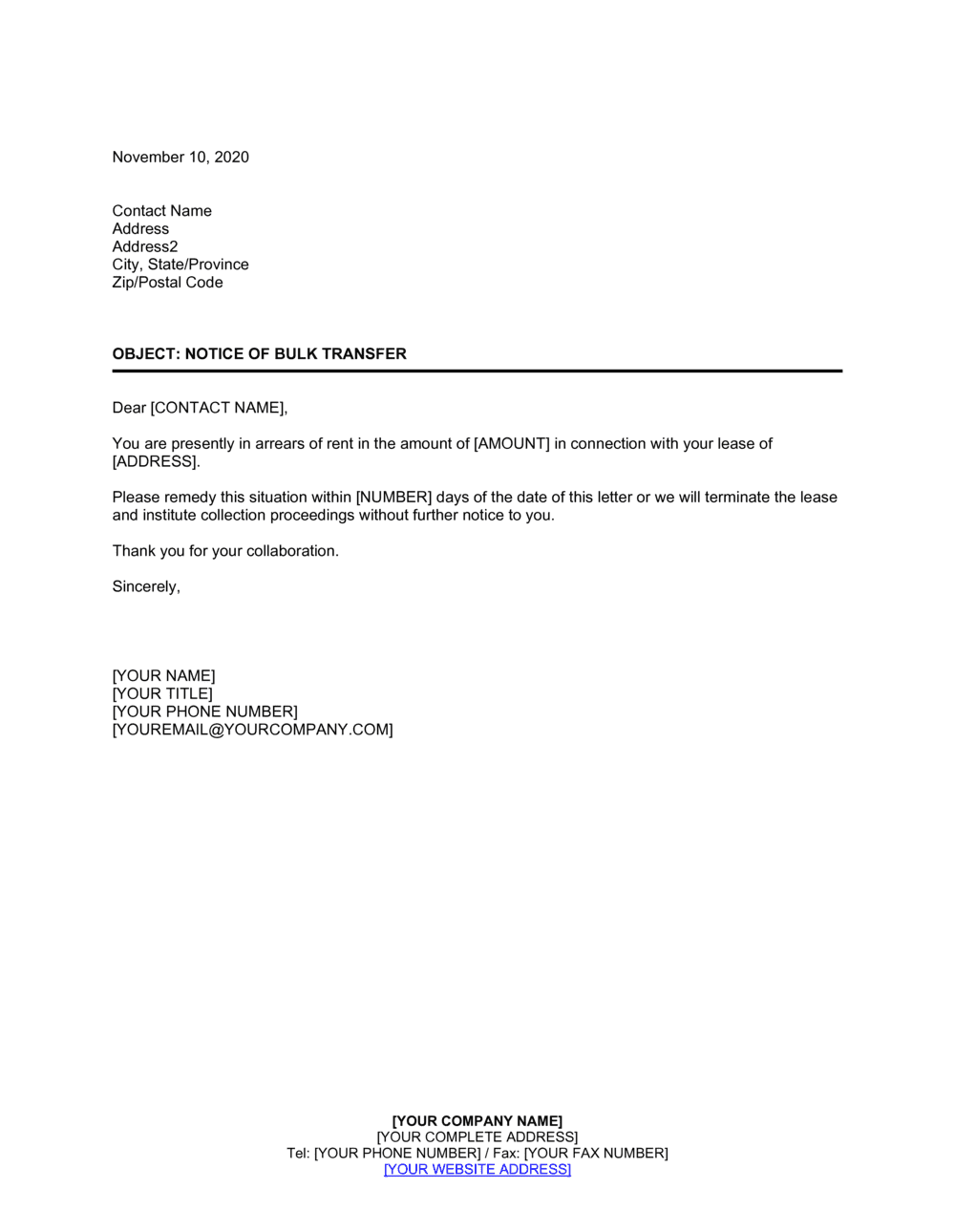 Lease Default Letter Template ~ Resume Letter