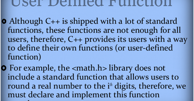 User Defined Function In C