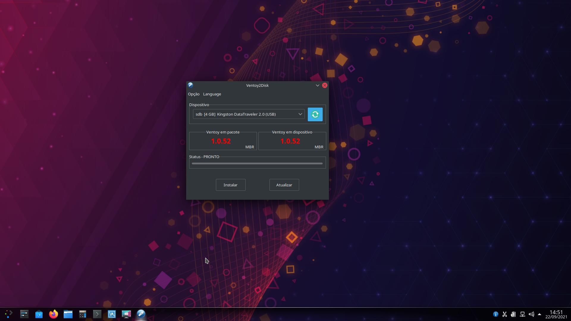 Ventoy com interface gráfica GTK/Qt para Linux