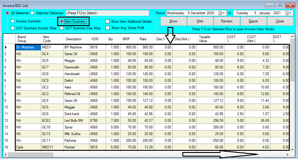 Invoice B2C List Report help Guide
