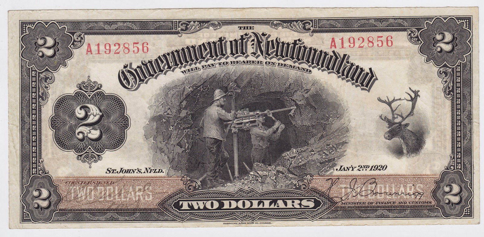 1920 Government of Newfoundland $2 Dollar Bill|World Banknotes & Coins ...