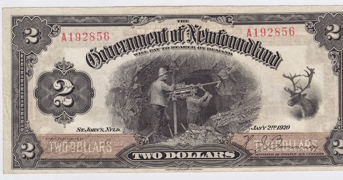 1920 Government of Newfoundland $2 Dollar Bill|World Banknotes & Coins ...