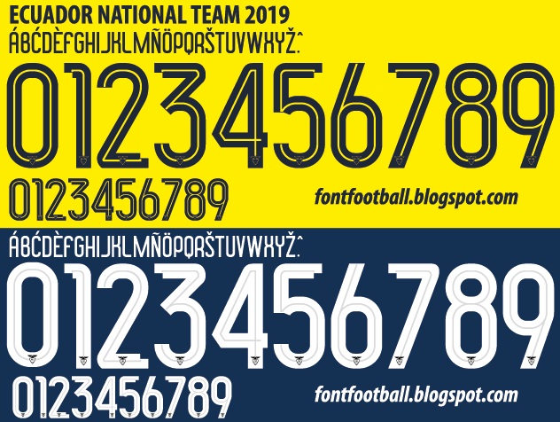 FONT FOOTBALL: Font Vector Ecuador National Team 2019 kit