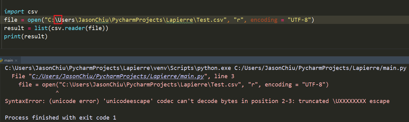 Jason Yy 的工作筆記 Python錯誤 Syntaxerror Unicode Error Unicodeescape
