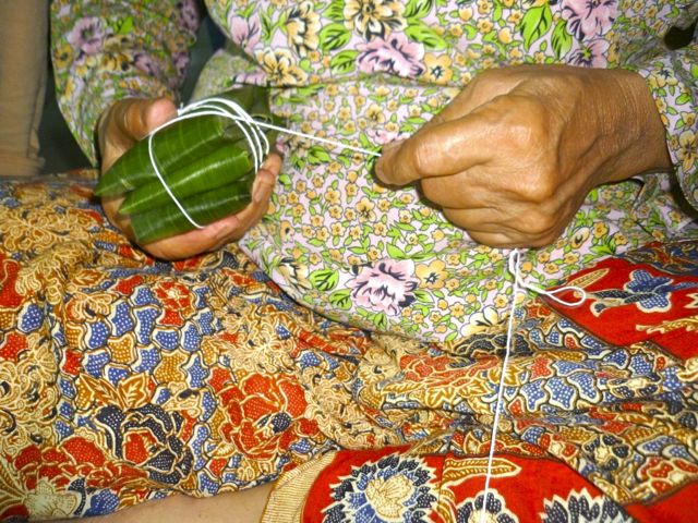 The making of Burasak, a Bugis traditional food.