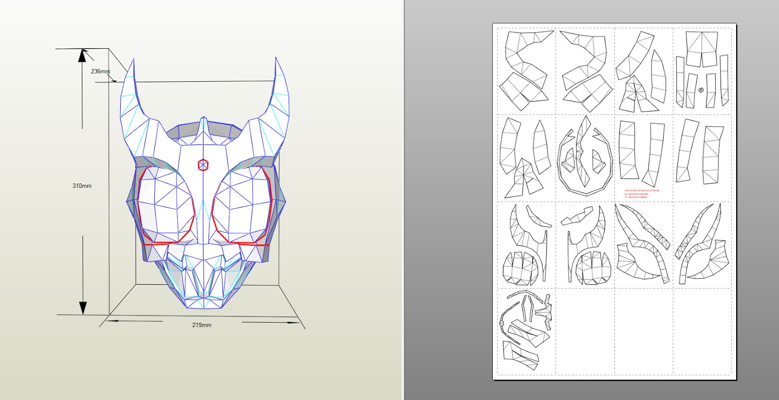 Kamen Rider Kuuga Helmet Pepakura/PDO/template/pattern for Foamcraft