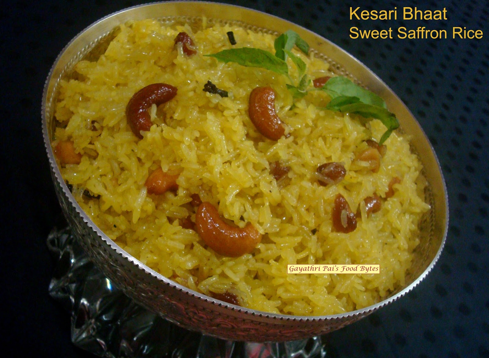 Gayathri Pai's Food Bytes: Kesari (Keshar) Bhaat / Sweet Saffron Rice.