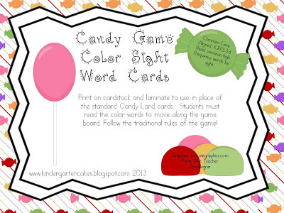 Kinder Cakes: Candy Land Sight Word Game