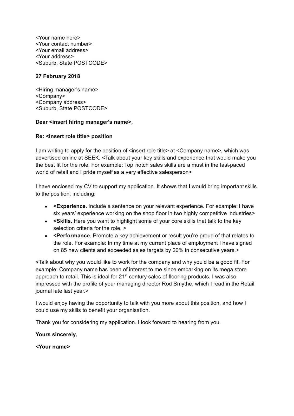 Quick Easy Cover Letter Template ~ Resume Letter