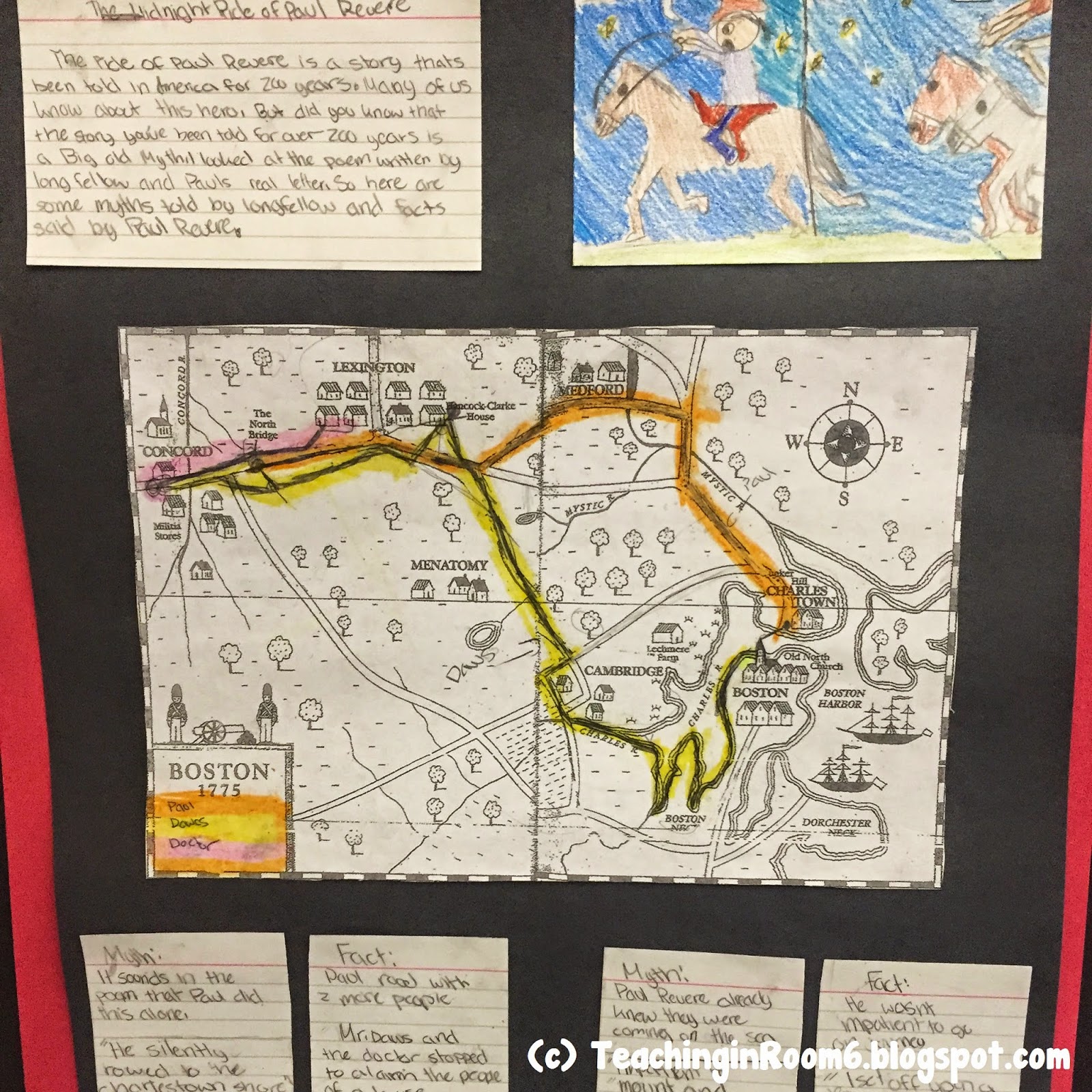 Midnight Ride Of Paul Revere Map