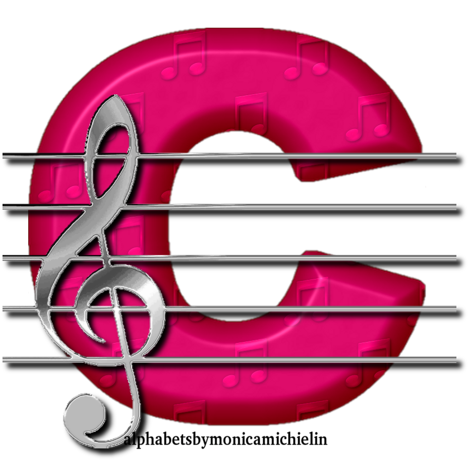 M. Michielin Alphabets: PINK AND SILVER TREBLE CLEF MUSIC ALPHABET