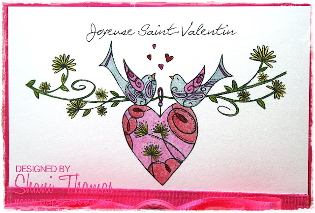 French Valentine's Day card idea with LC Designs Heart Birds digital ...
