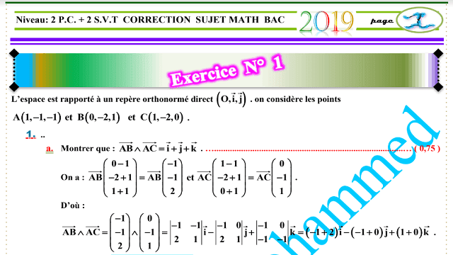 examen national bac Maroc 2019 math