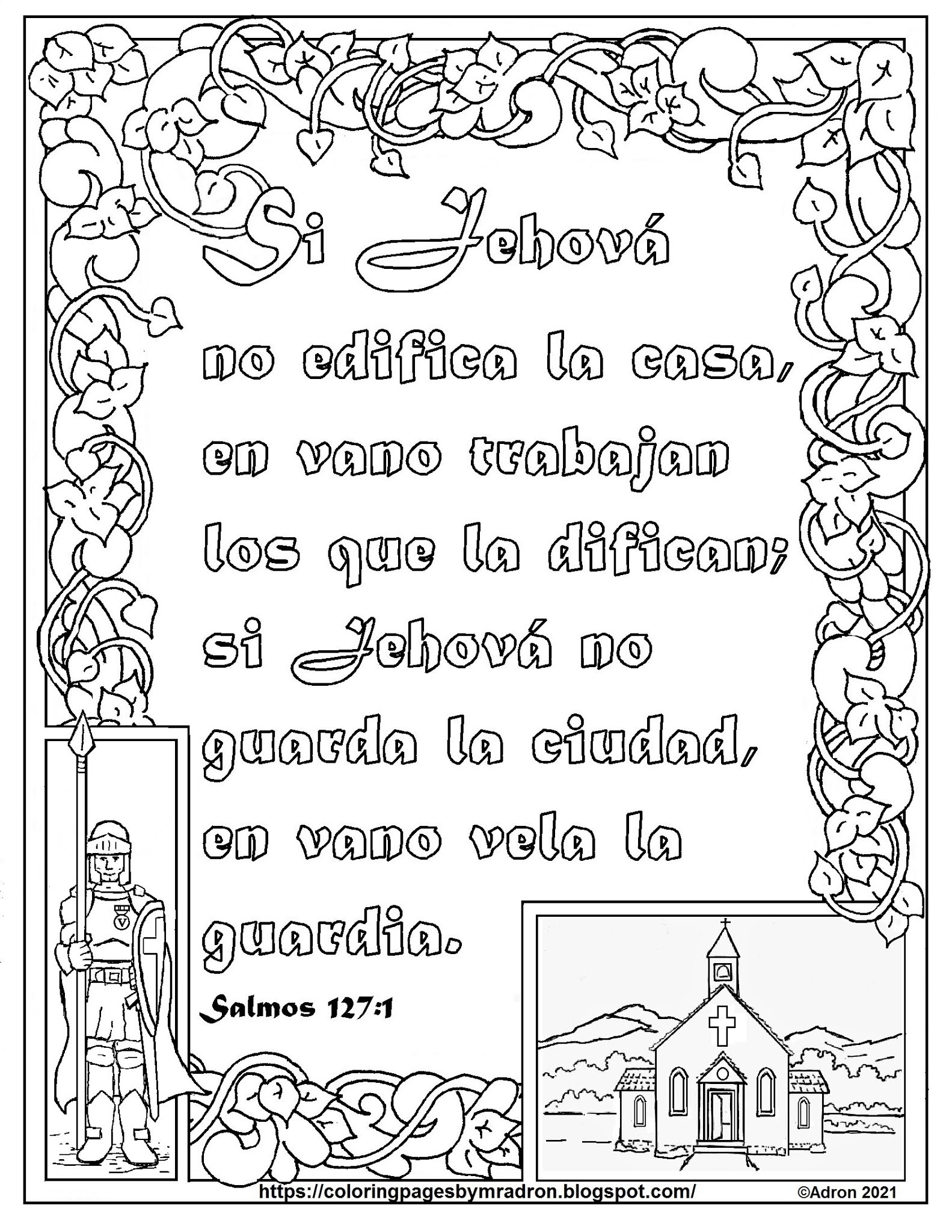 Coloring Pages for Kids by Mr. Adron: Free Psalm 127:1 Print And Color ...
