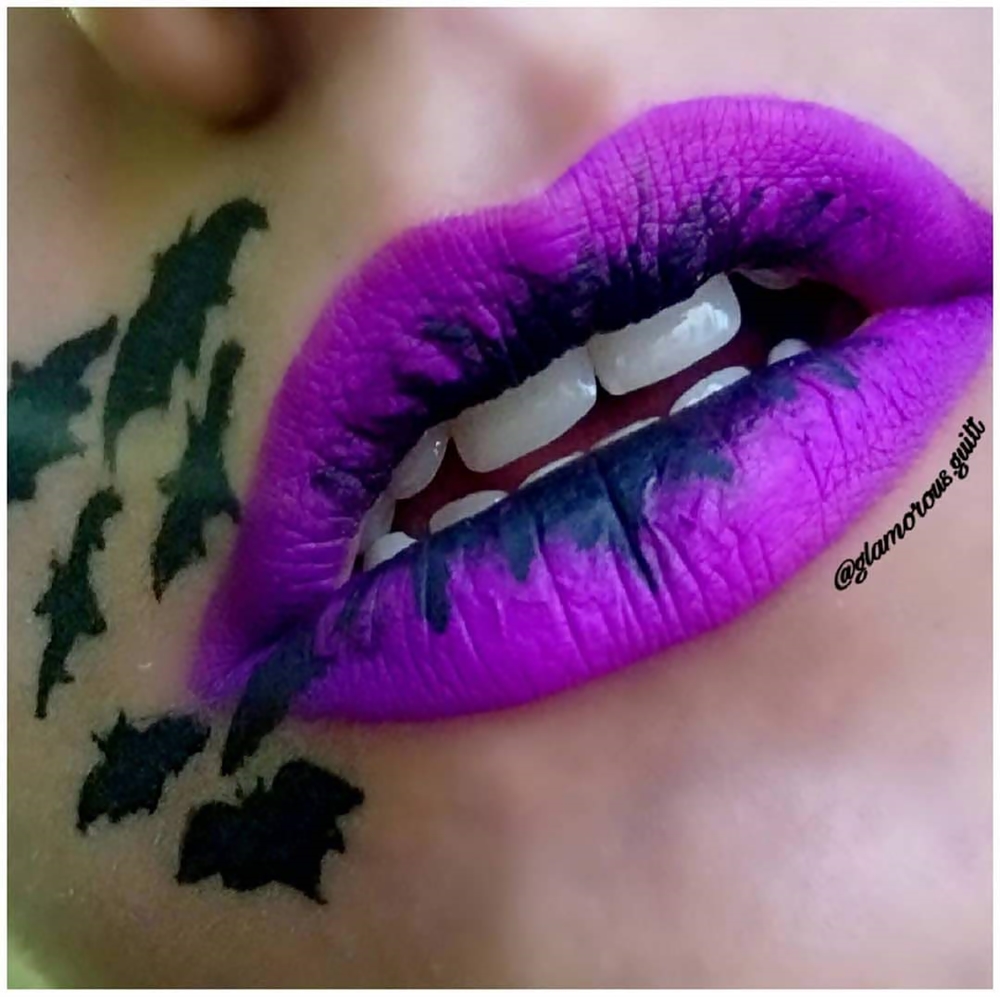 Halloween Makeup and Lip art - Bat Wing