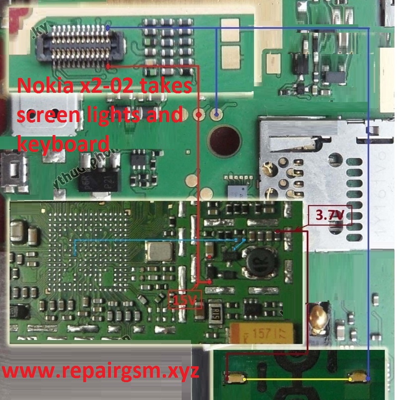 Nokia x2-02 takes screen lights and keyboard