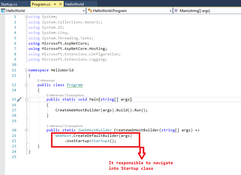 ASP .Net Core Hello World Program - CoreProgram ASP .Net Core Hello World Program - CoreProgram