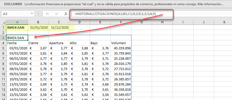 Nueva función HISTORIALCOTIZACIONES | EXCEL FORO: Un blog de Excel