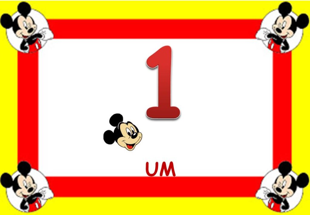 Números Mickey Cards coloridos e ilustrados com o Mickey para ...