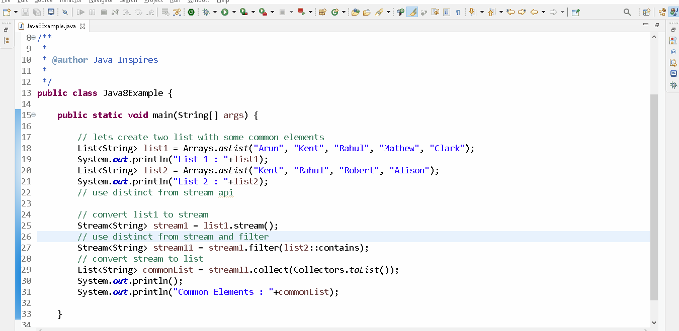 How To Get Common Elements From Two Lists Using Stream Api Filter 1397