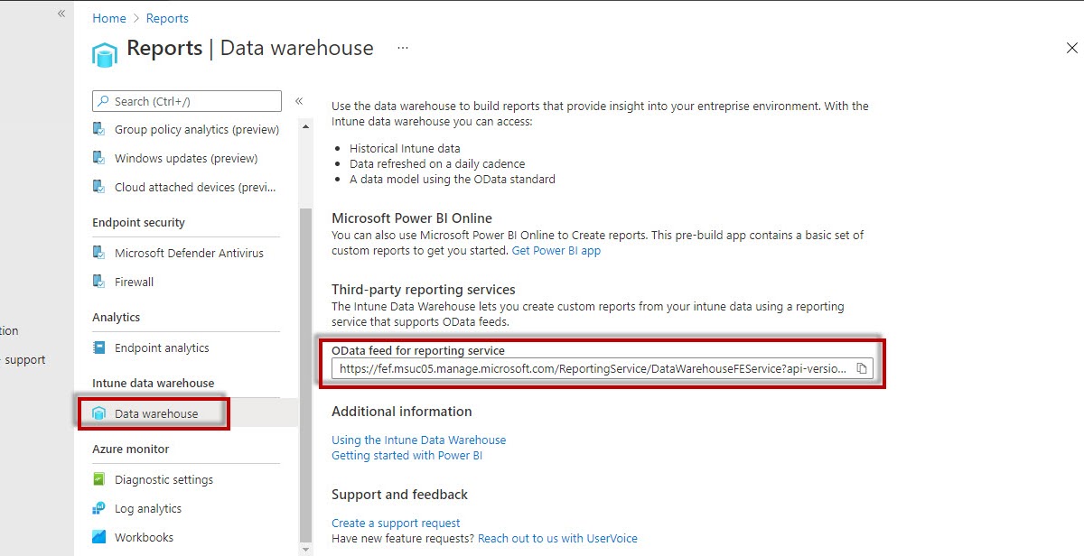 Use Intune Data Warehouse to Build Reports using PowerBI