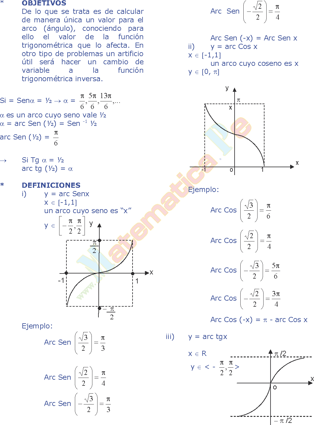 FUNCIONES TRIGONOMÉTRICAS INVERSAS EJERCICIOS RESUELTOS DE ...