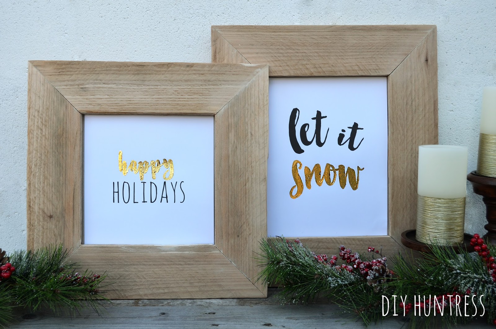 DIY Pallet Wood Picture Frame & Holiday Printable - DIY Huntress