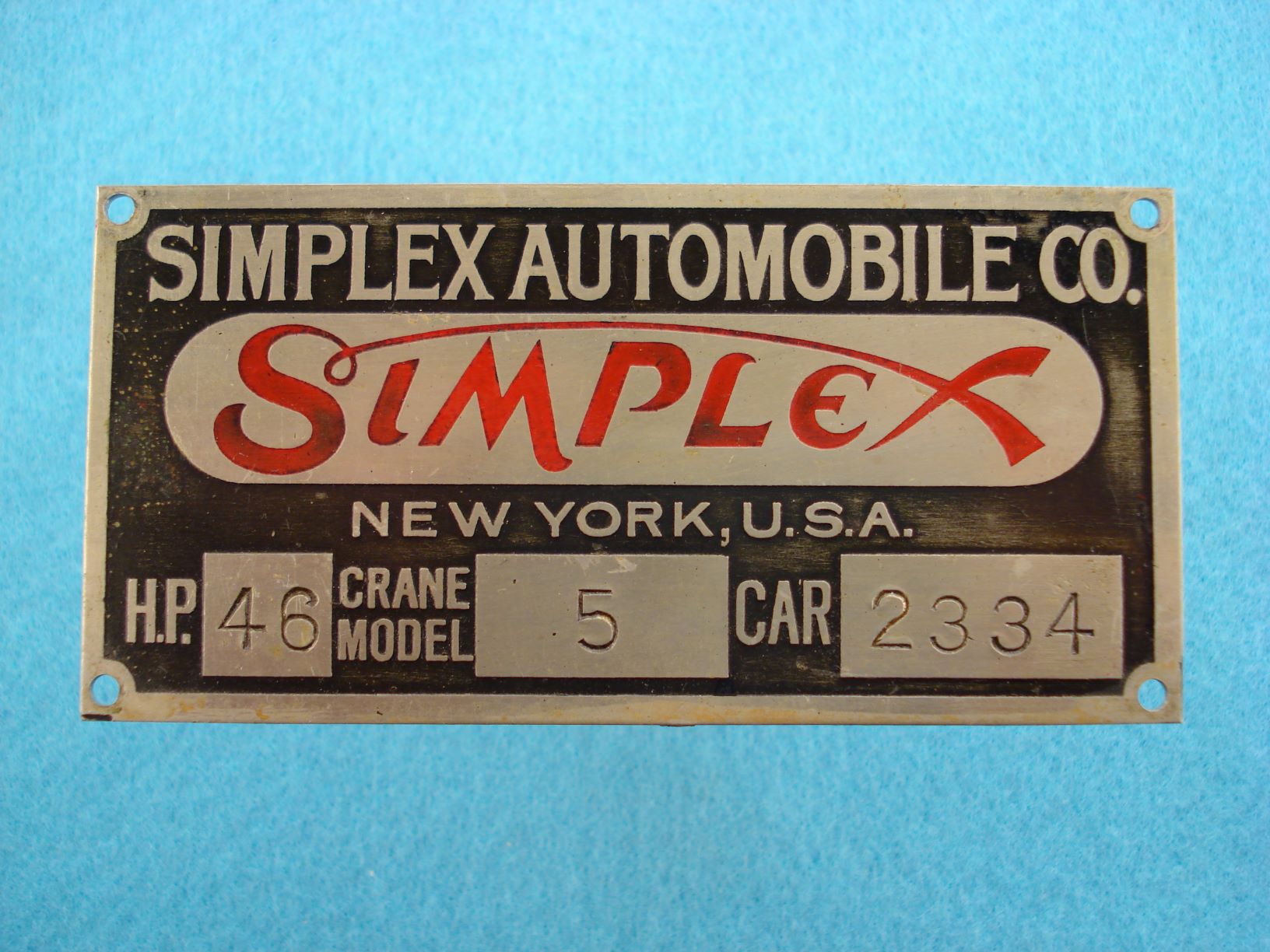 American Auto Emblems: SIMPLEX/CRANE-SIMPLEX