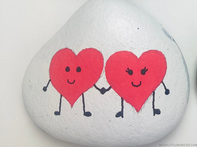 Valentine's Painted Rocks - Messy Little Monster