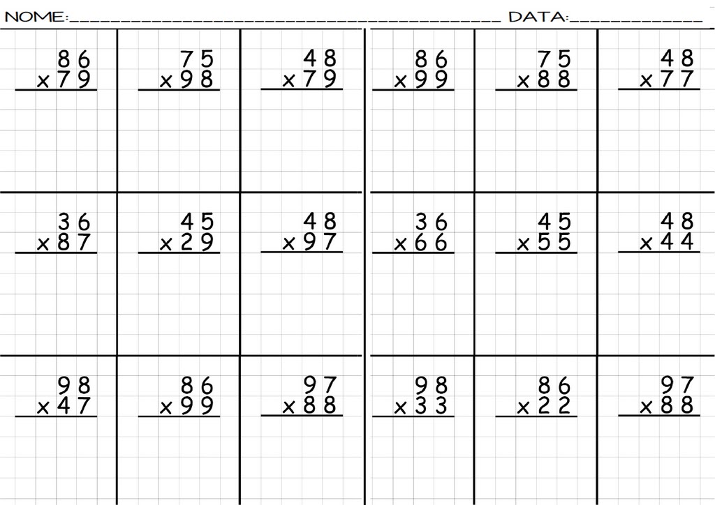 Conta De Multiplicação Para Imprimir - FDPLEARN