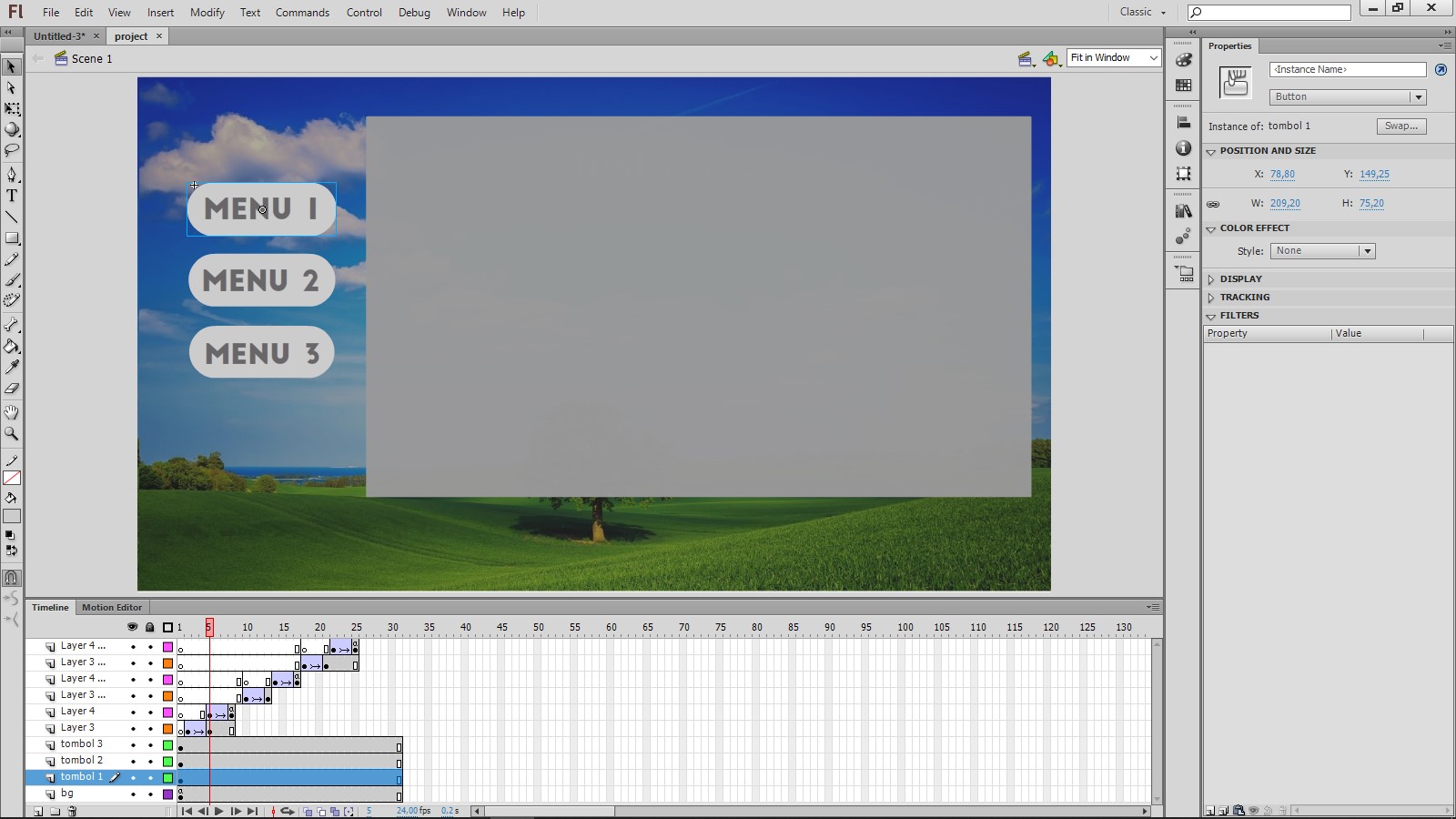 Cara membuat tombol dengan adobe flash