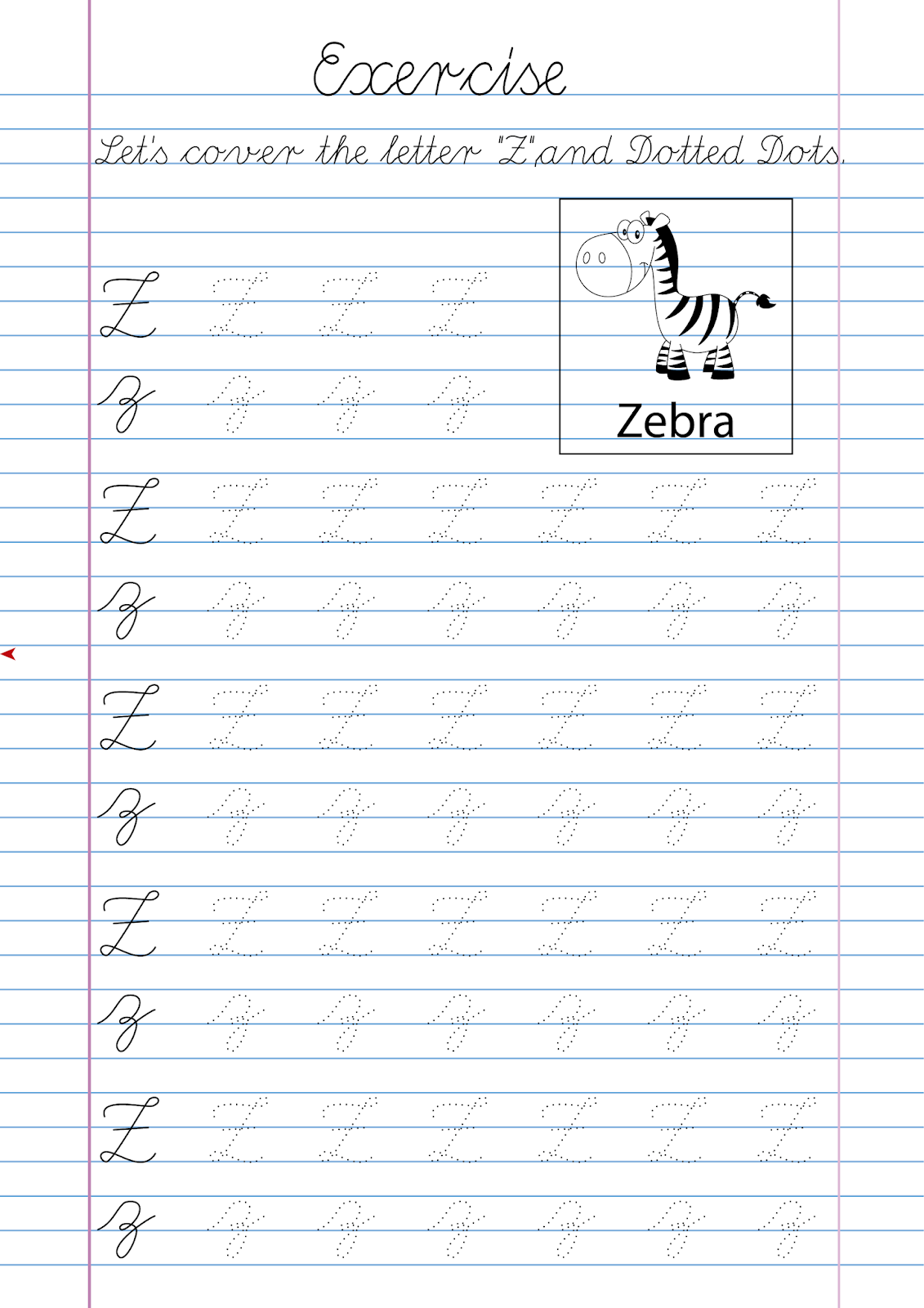 To print // dotted activity letter "Z" in PDF