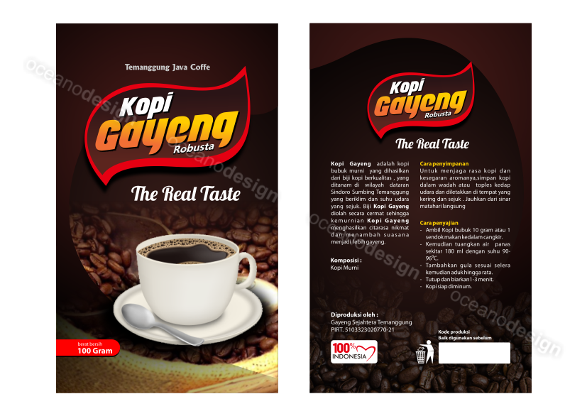 Desain kemasan / packaging kopi gayeng - Jasa Desain Grafis Jogja