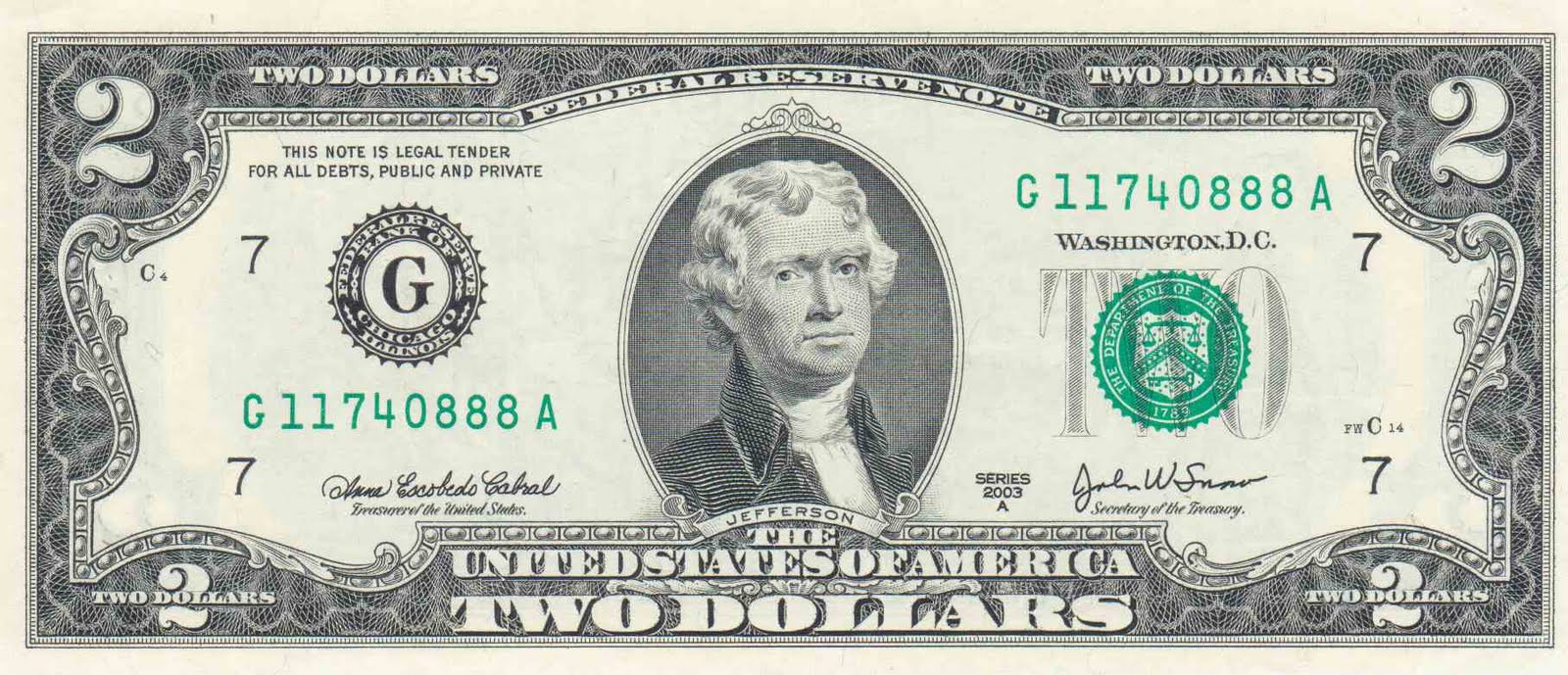 Terence's collections ...: US$2 bill : Declaration of Independence ...