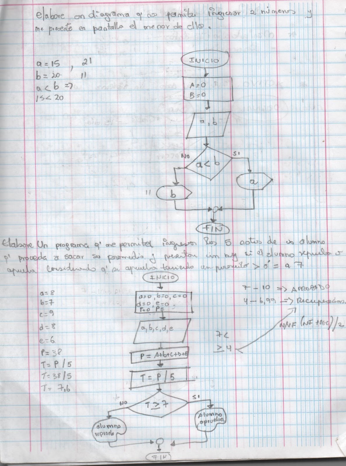 PROGRAMACIÓN ESTRUCTURADA : DIAGRAMAS DE FLUJO EN CLASE