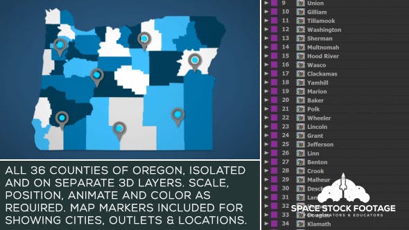 Oregon Map Animation - After Effects Template