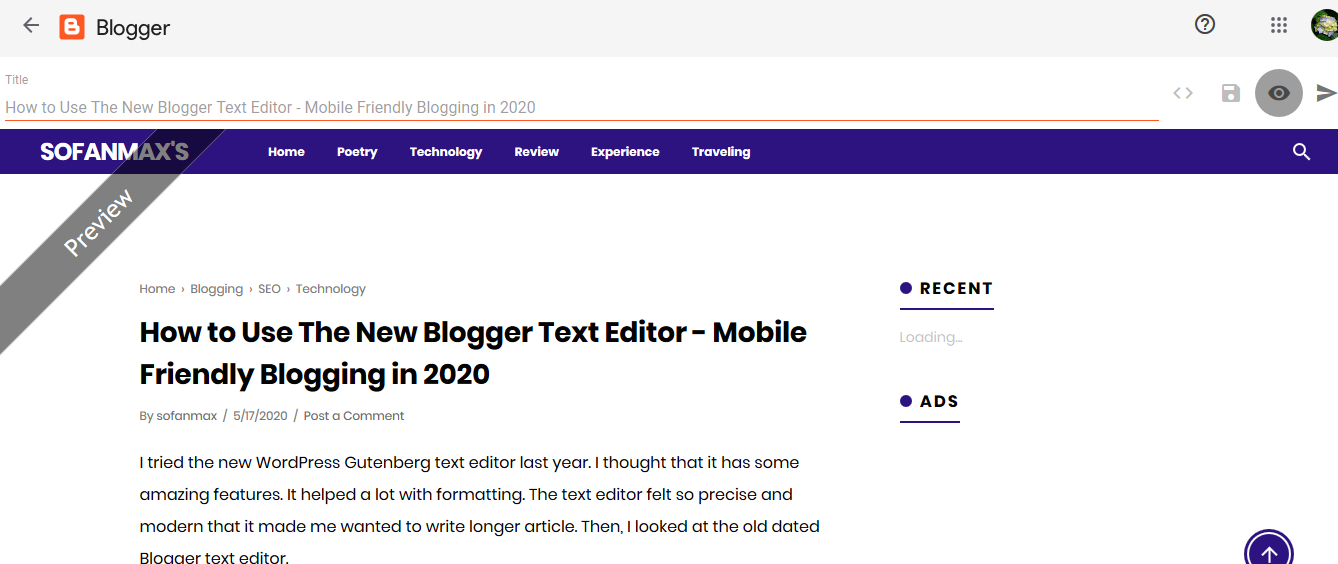 How to Use The New Blogger Text Editor - Mobile Friendly Blogging in ...